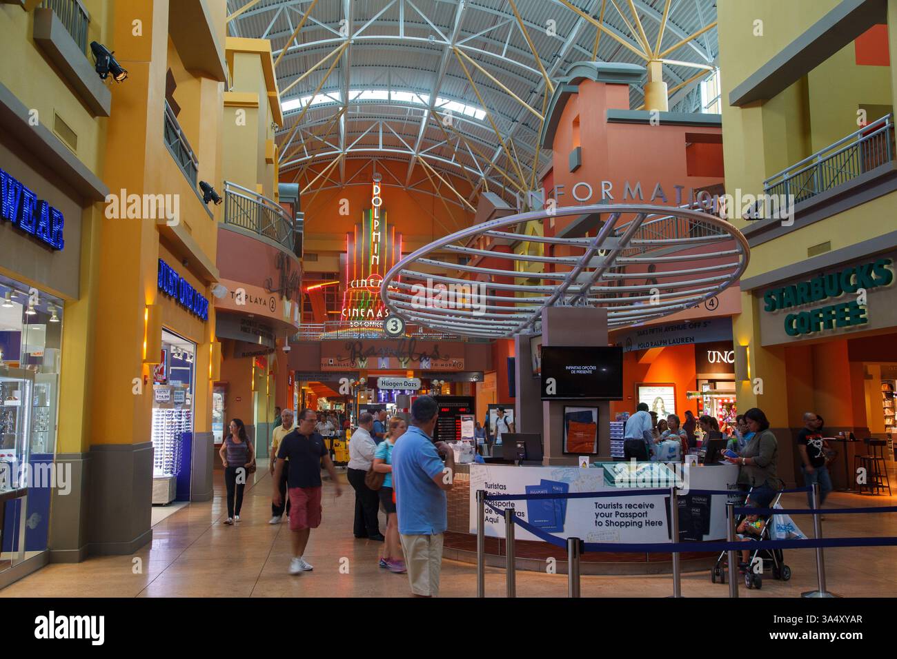 Inside the famous Dolphin Mall with its nice stores in Miami, Florida ...