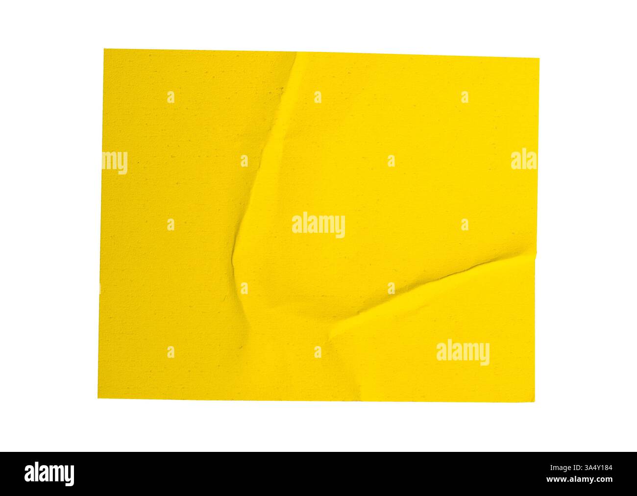 Crumpled yellow sticky note casting soft shadow, transparent background ...