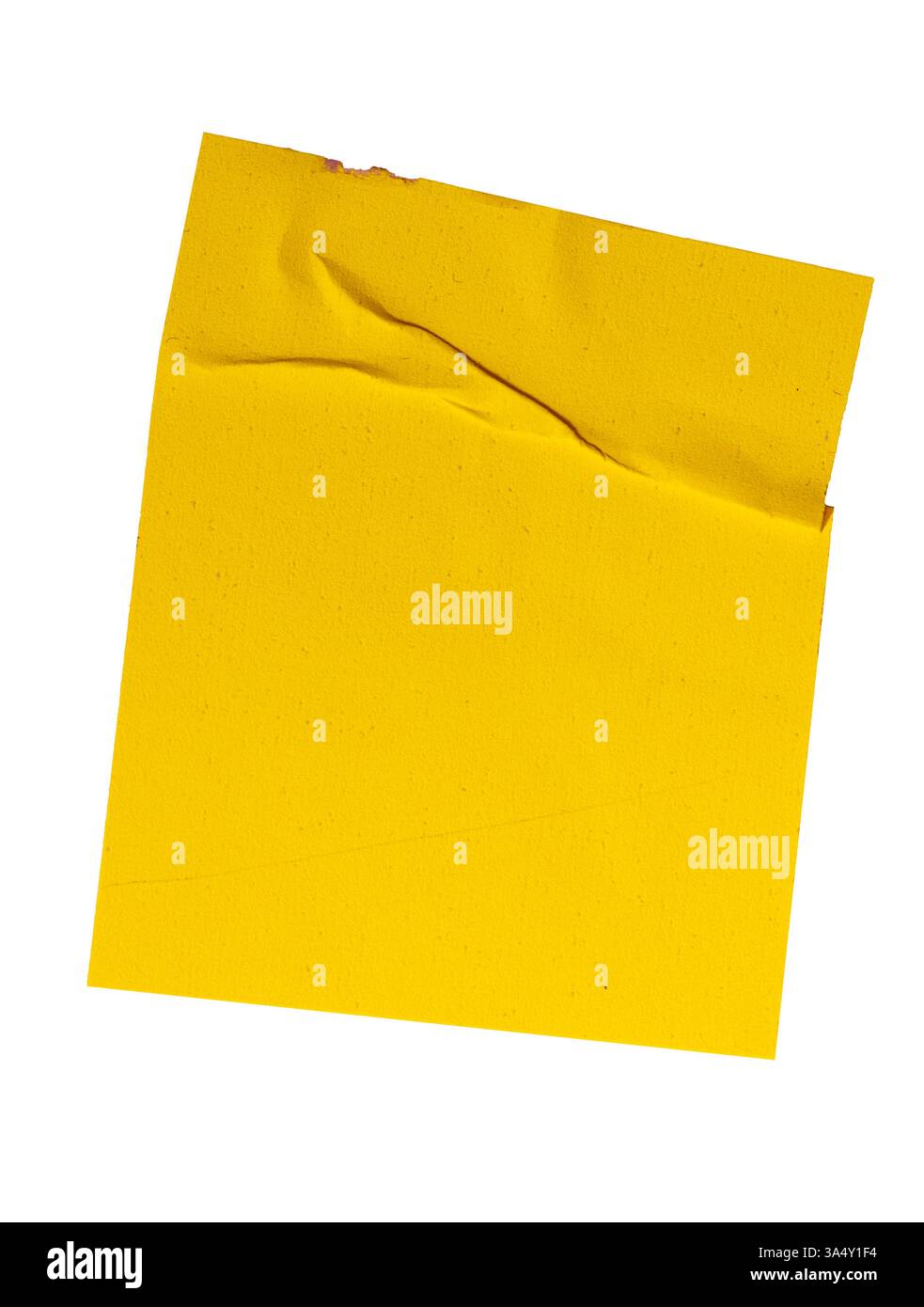 Blank crumpled yellow sticker dented paper note cutout with transparent ...