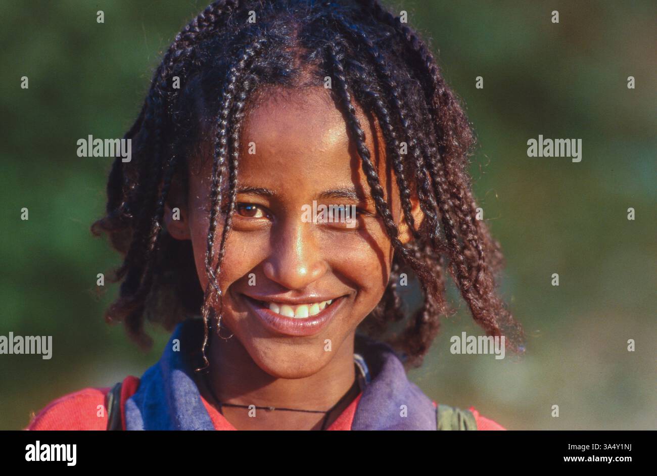 Ethiopia, Tigray - smiling girl with braided hair Stock Photo - Alamy