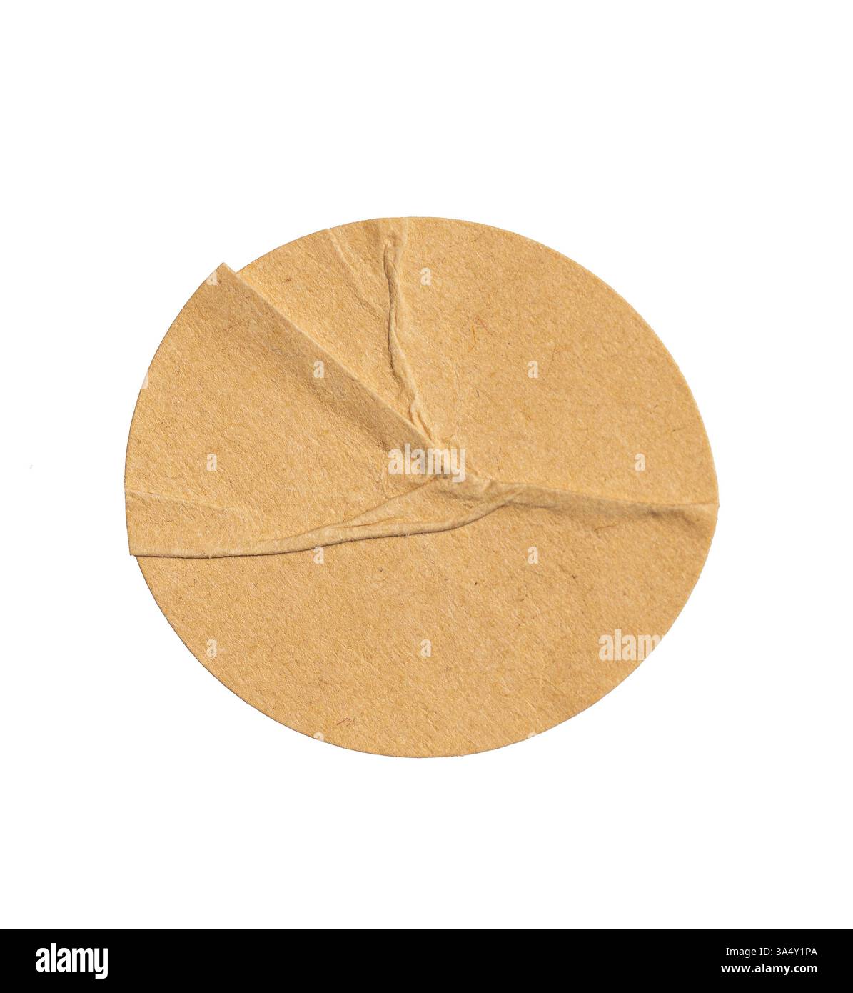 Round textured crumpled sticker made of recycled craft brown cutout ...