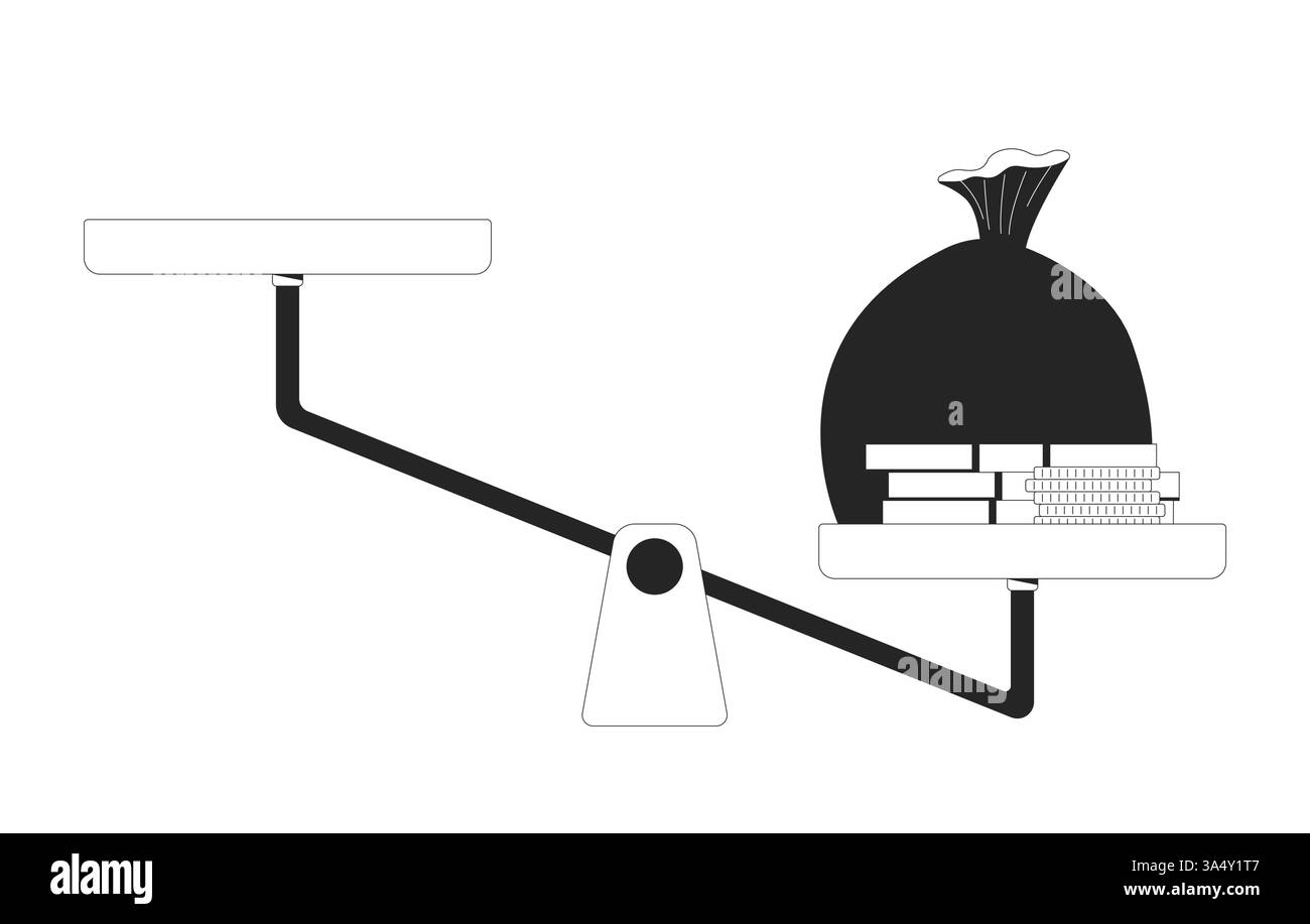 Money bag on tilted balance scale 2D line object Stock Vector Image ...