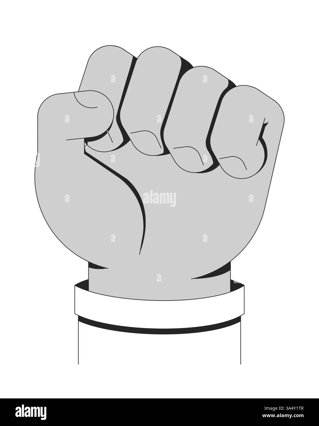 Raised fist symbolizing power and protest outline illustration Stock ...