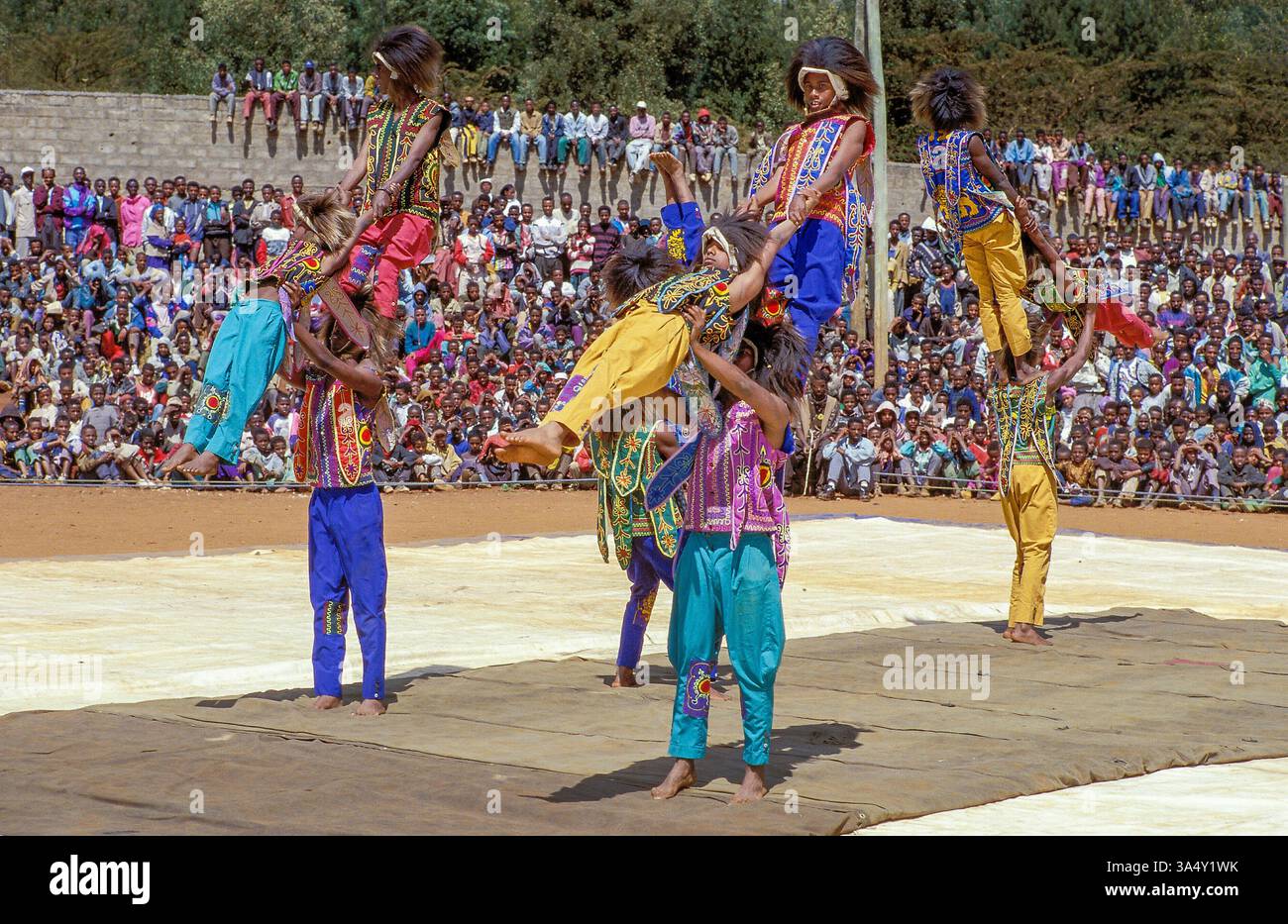 Ethiopia, Addis Abeba; Acrobats performing in a children's circus Stock ...