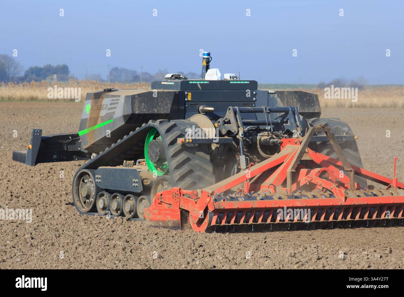 20th March 2025 Agxeed agbot power harrowing land in Lincolnshire Stock ...