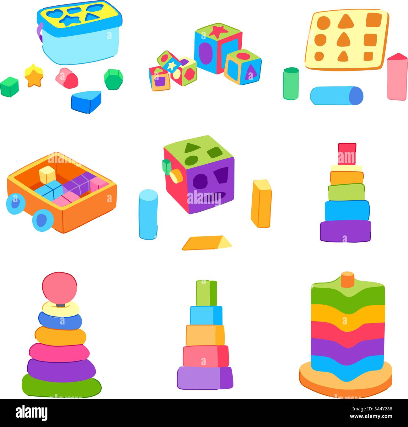 stacking toy set cartoon vector illustration Stock Vector Image & Art ...