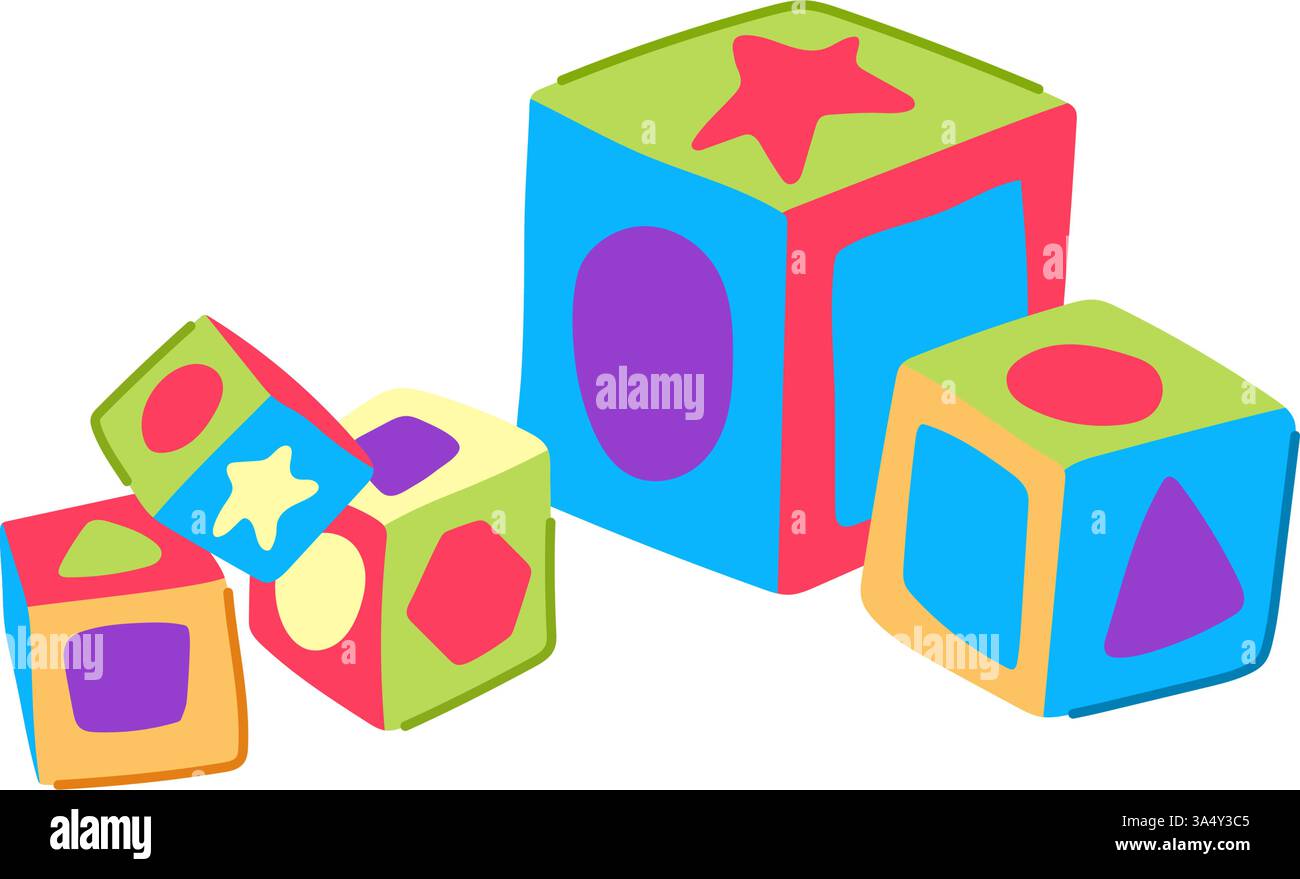 blocks stacking toy cartoon vector illustration Stock Vector Image ...