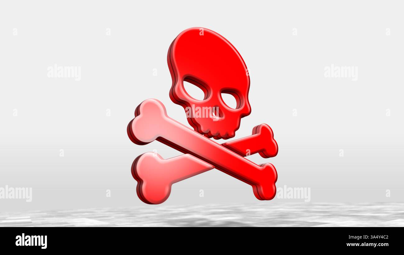 Skull cyber pirates and hacking cyberattack symbol. Abstract concept 3d ...