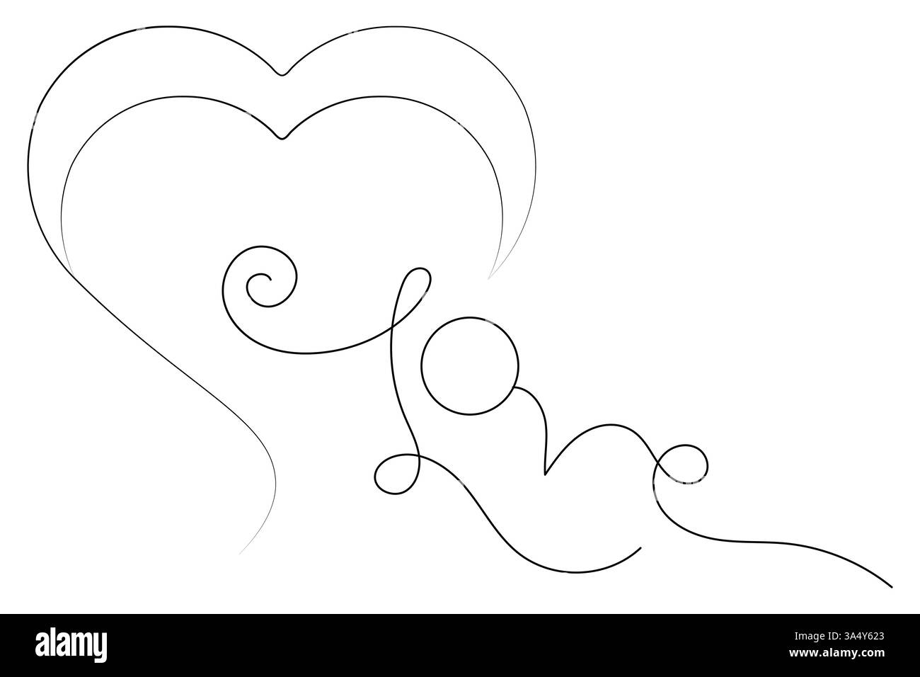 Love shape single line art and isolated minimalist outline vector icon ...