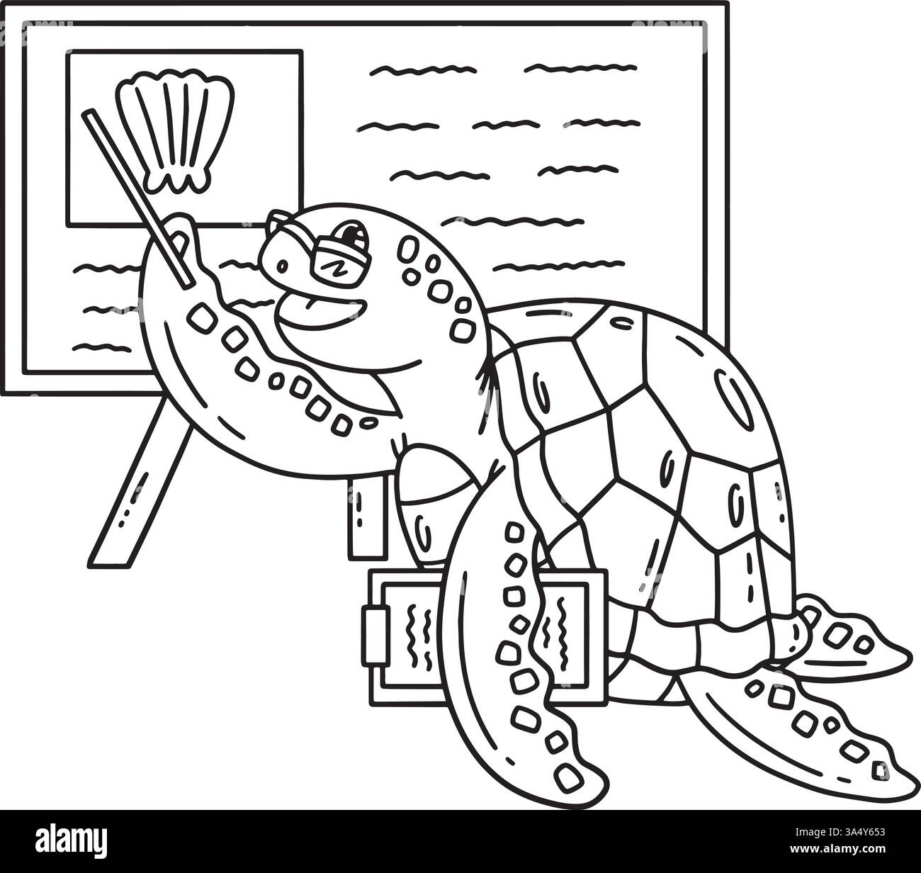 Turtle Teacher Isolated Coloring Page for Kids Stock Vector Image & Art ...