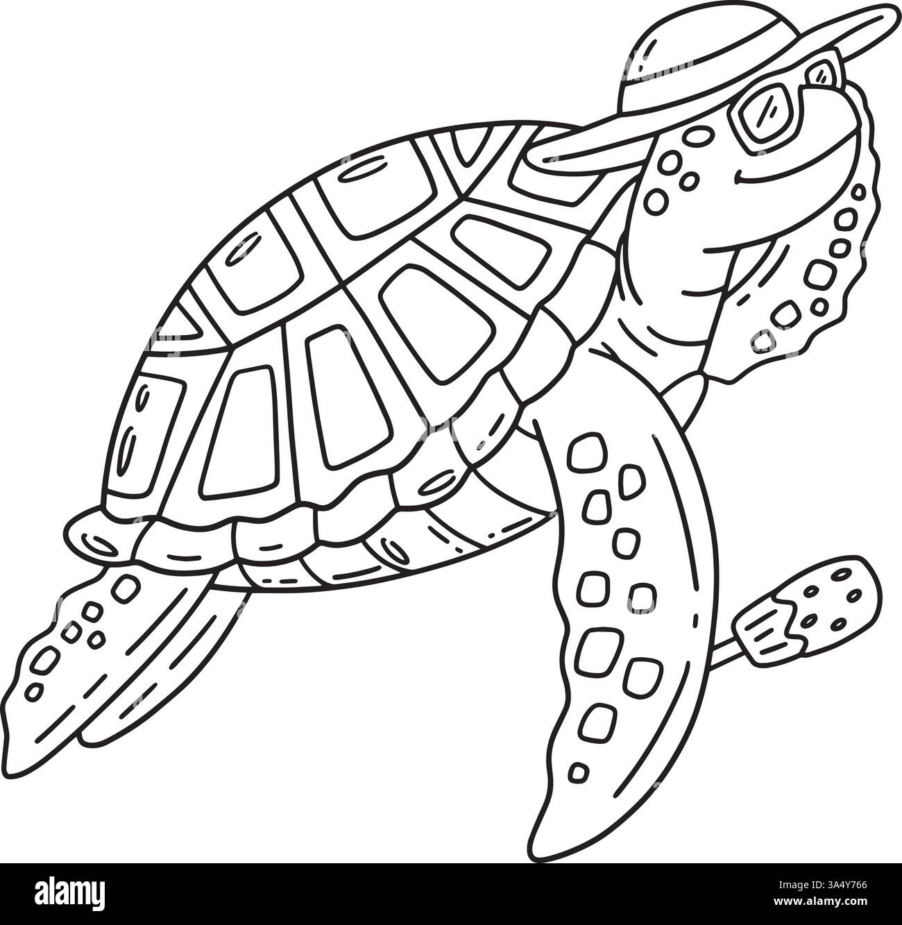 Turtle with Hat and Popsicle Isolated Coloring Stock Vector Image & Art ...