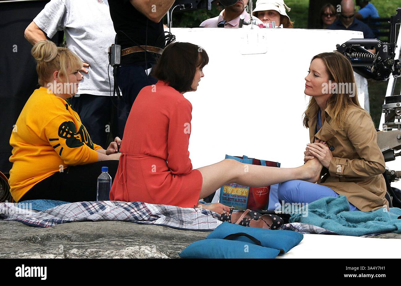 Rebel Wilson, Dakota Johnson and Leslie Mann on the set of the movie ...