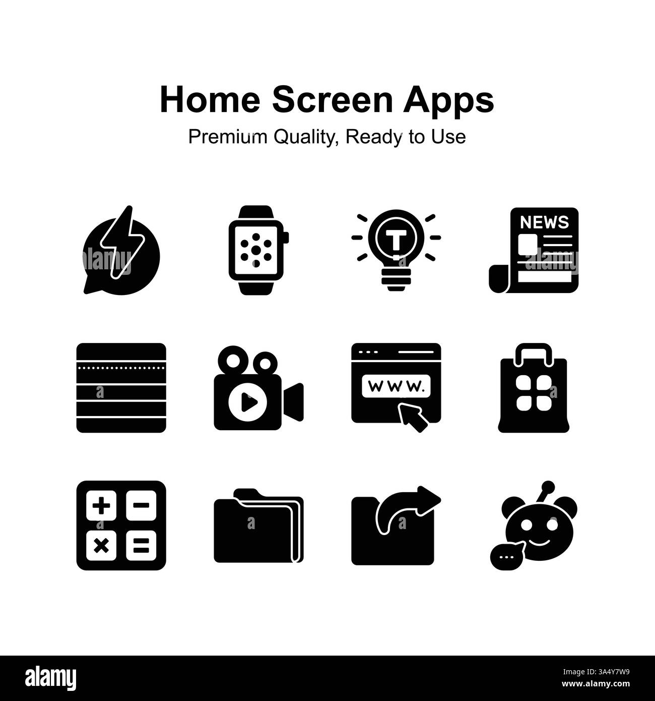 Grab this amazing icons set of mobile apps, home screen applications vectors Stock Vector Image ...