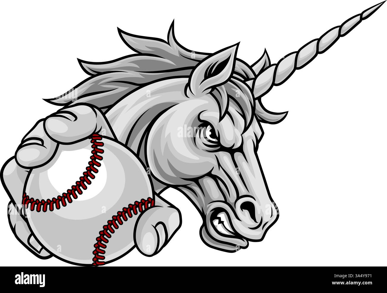 Unicorn Horse Baseball Softball Sports Team Mascot Stock Vector Image ...