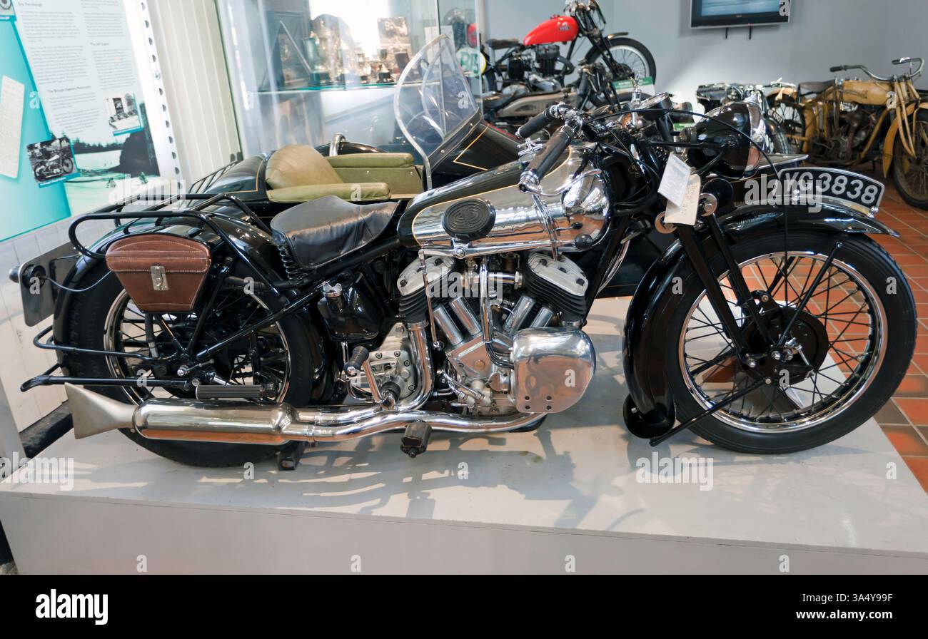 Side view of a 1933, Brough Superior 1150 Motorcycle, with Sidecar, on ...