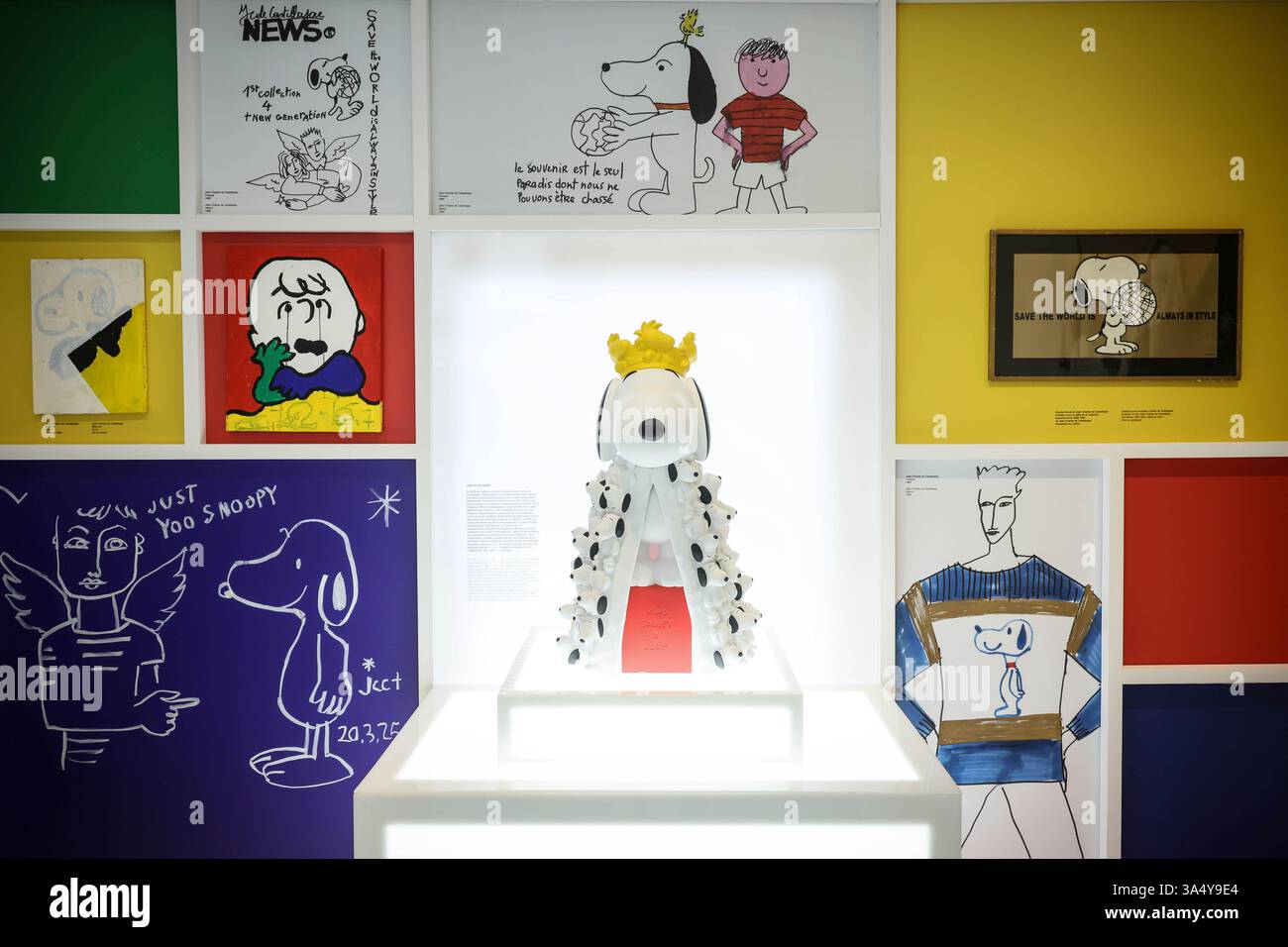 Drawings of Snoopy are displayed as part of Peanuts' 75th Anniversary ...