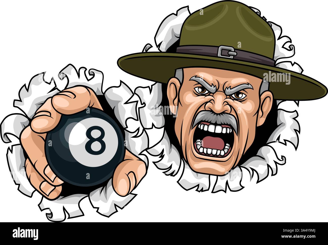 Drill Instructor Sergeant Billiards Pool Mascot Stock Vector Image ...