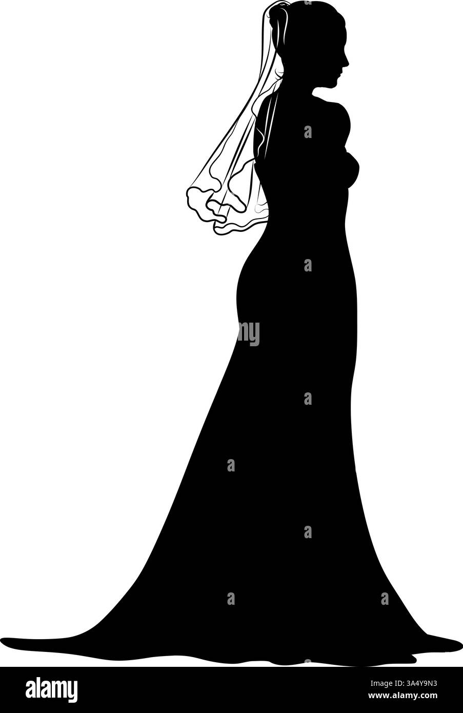 Bride Bridal Wedding Dress Silhouette Woman Design Stock Vector Image ...