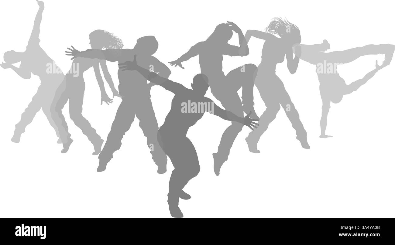Dancers Silhouette Street Dance Poses Silhouettes Stock Vector Image ...