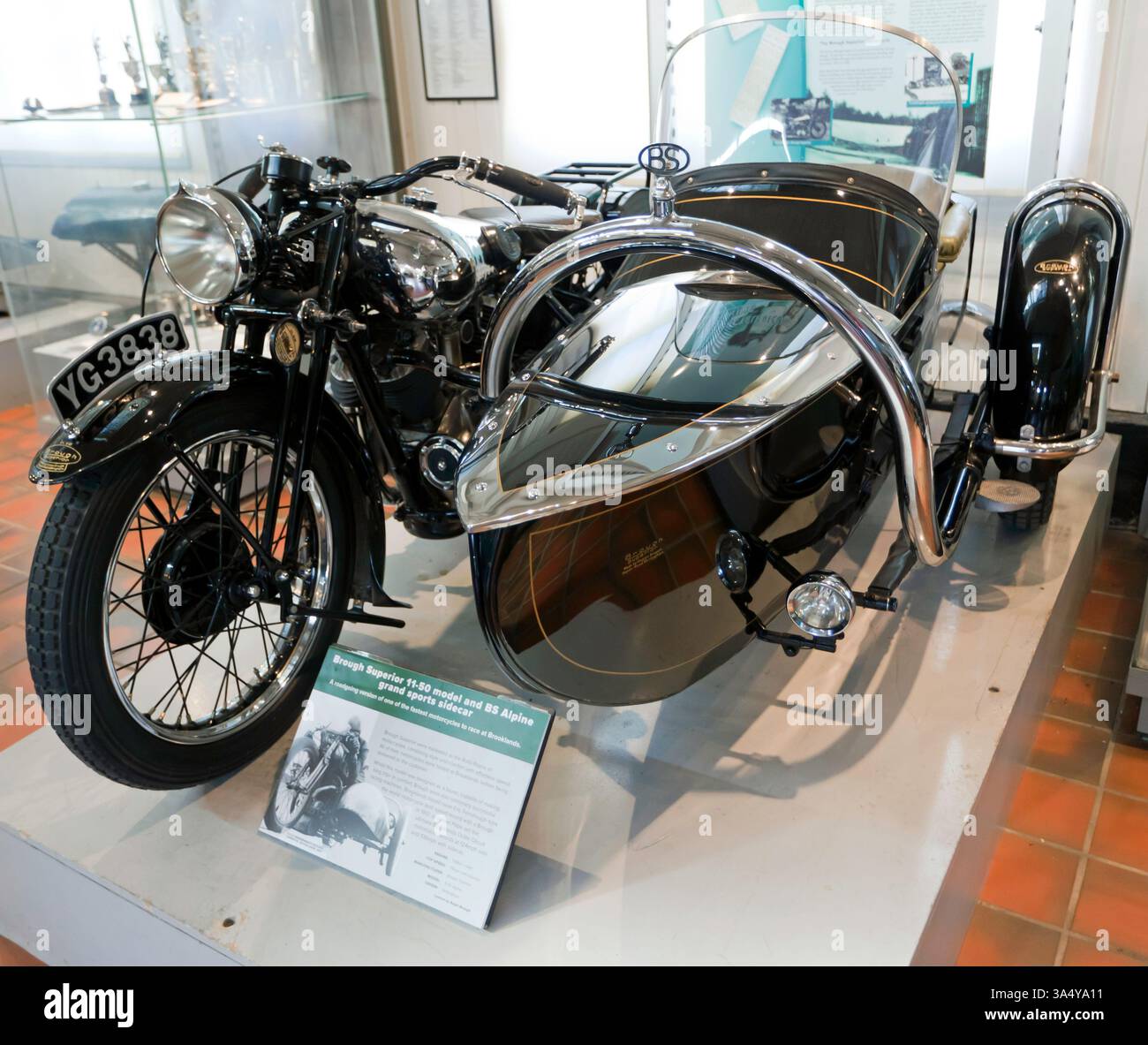 A 1933, Brough Superior 1150 Motorcycle, with Sidecar, on display at ...