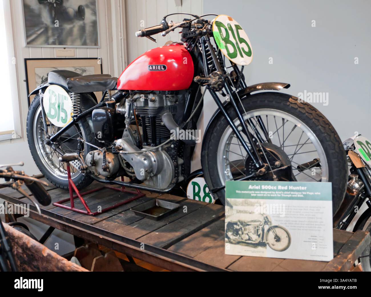 A 1938, Ariel 500cc Red Hunter, motorcycle, on display at the ...