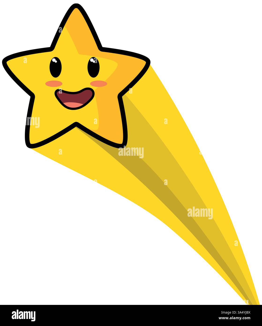 Cute cartoon shooting star with a happy face, astronomy or night sky ...
