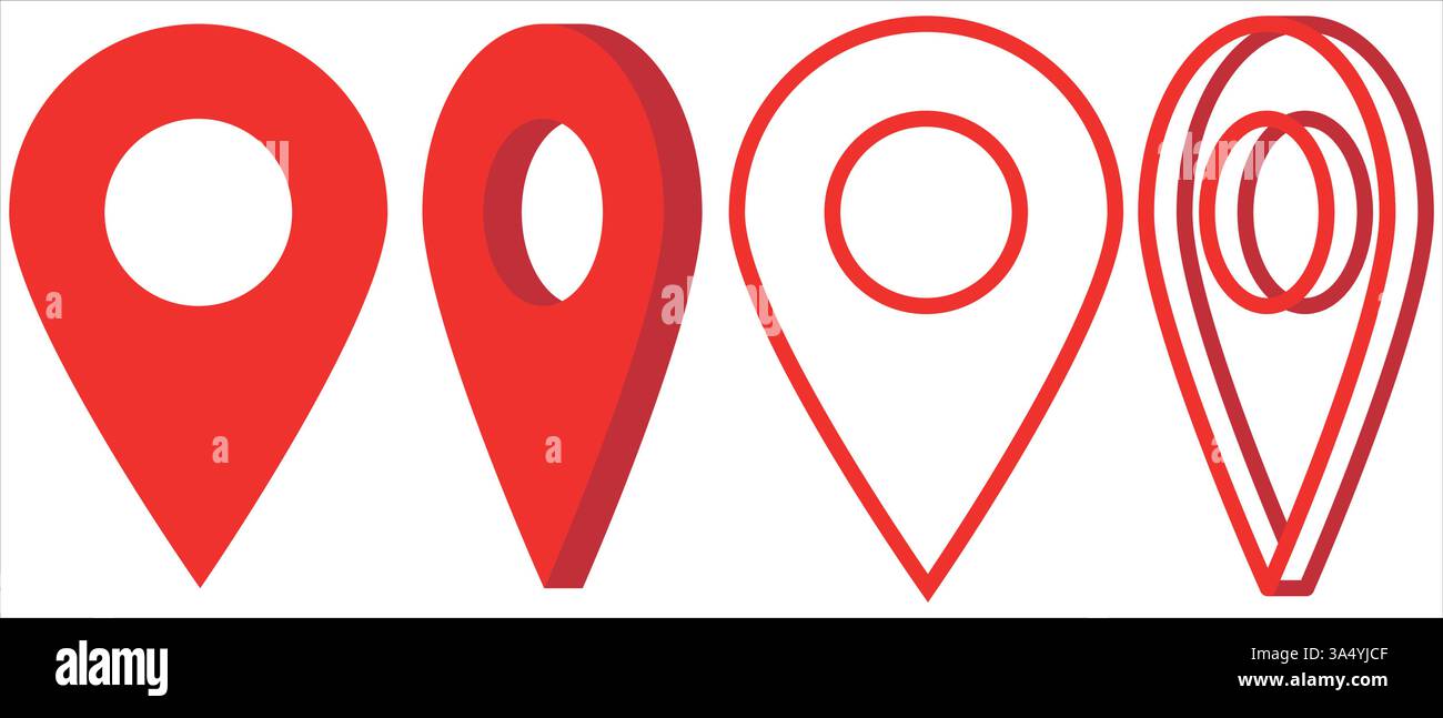 Red Map Marker, location pin icon collection, GPS location symbol isolated on a white background ...