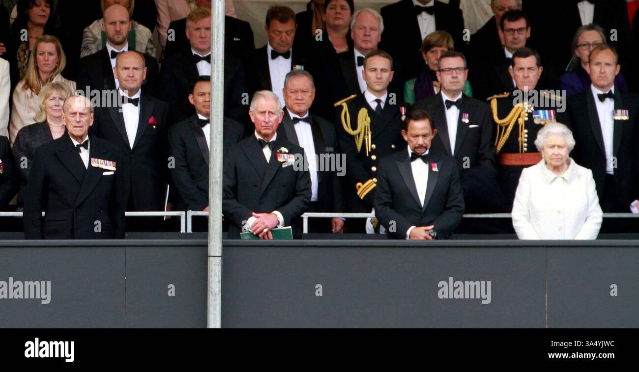 Prince Philip, Duke of Edinburgh, Prince Charles and Queen Elizabeth II ...