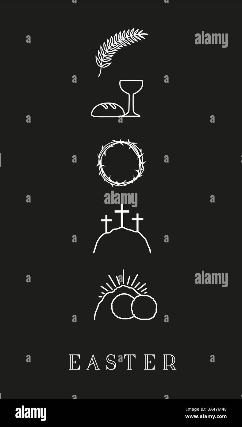 Easter Sunday roll-up design with Holy Week icons. Creative Easter ...