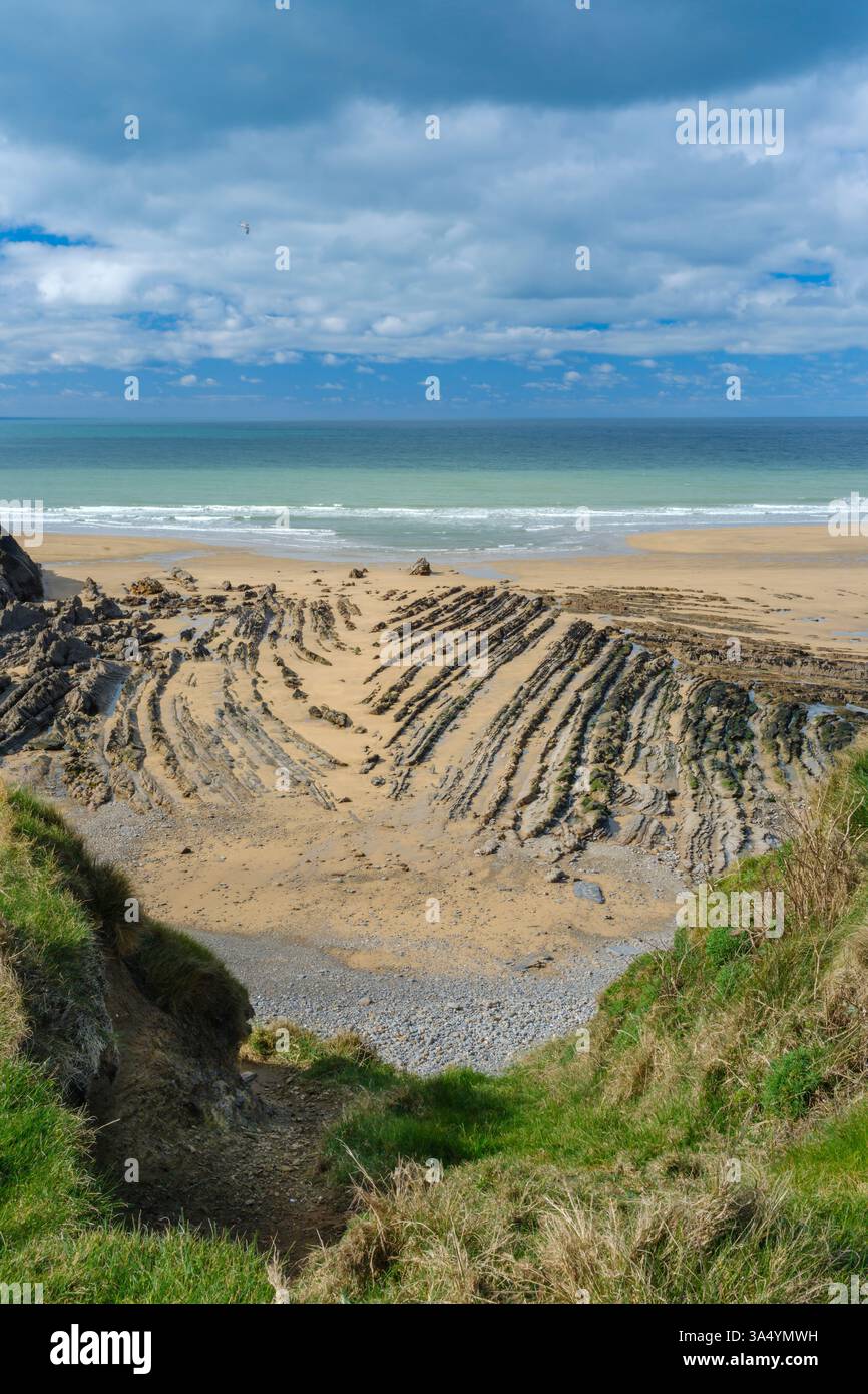 Bude, Cornwall - The South West Coast Path looking down onto the the ...