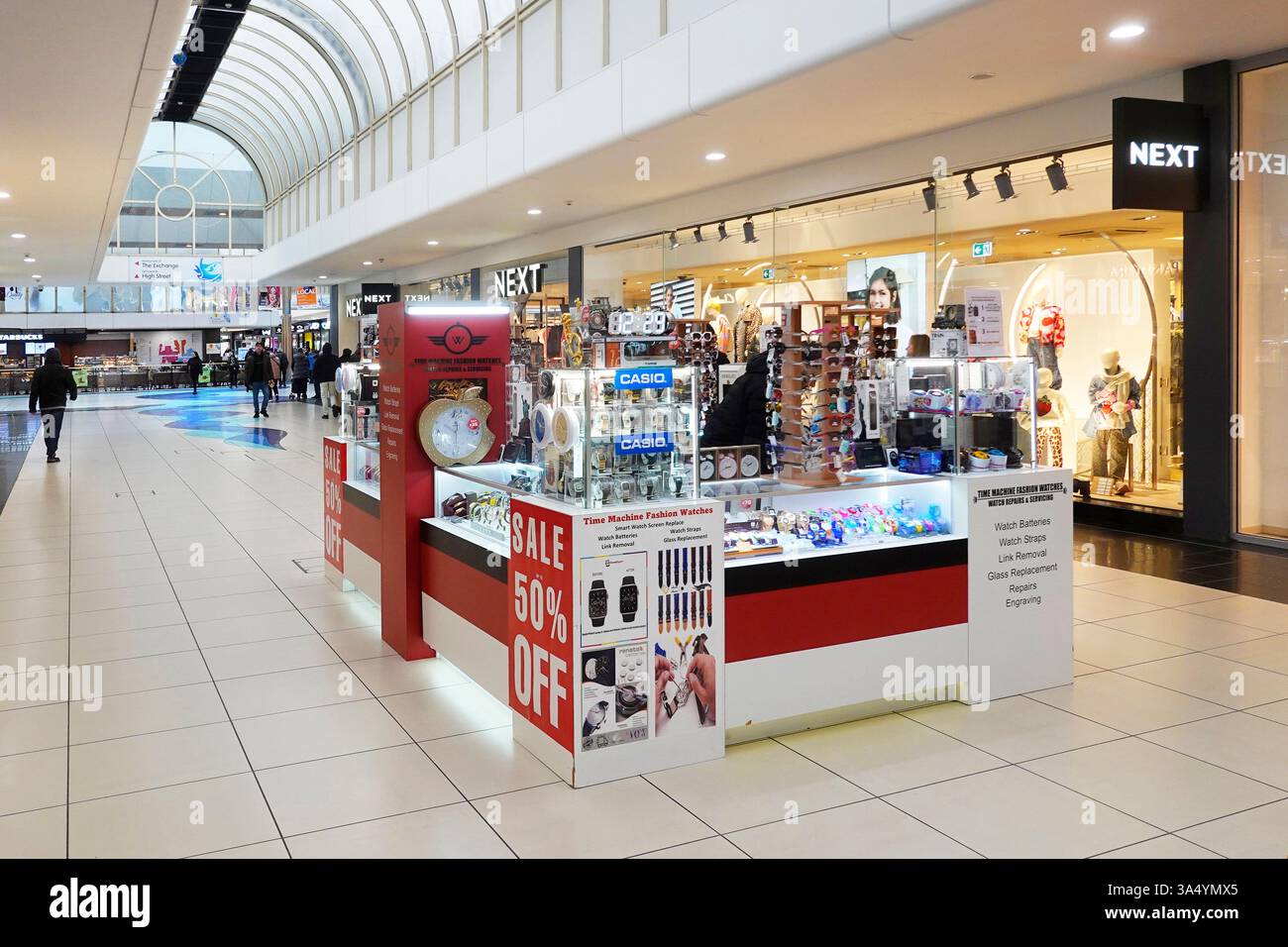 Island trader indoor stall business sells clocks & watches outside Next ...