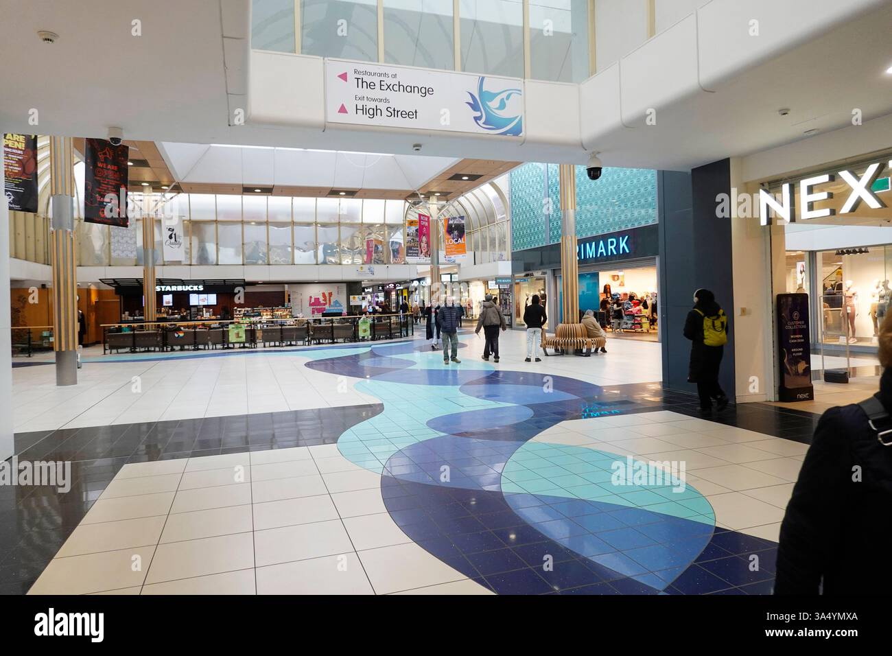 Blue floor pattern designs & wide open spaces to move around in ...