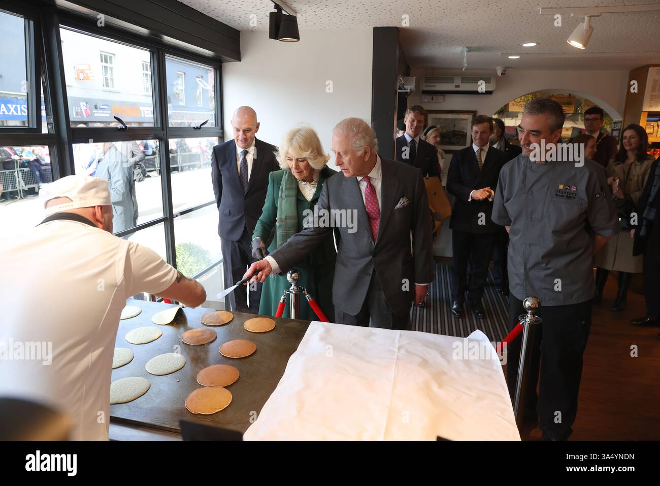 King Charles III and Queen Camilla see a demonstration of the ...