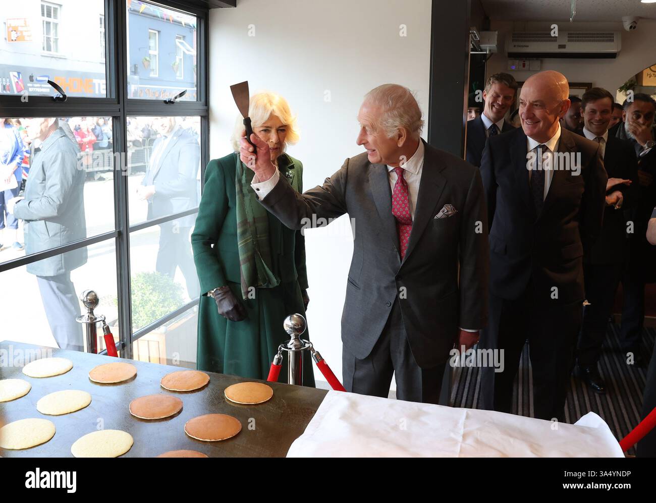 King Charles III and Queen Camilla see a demonstration of the ...