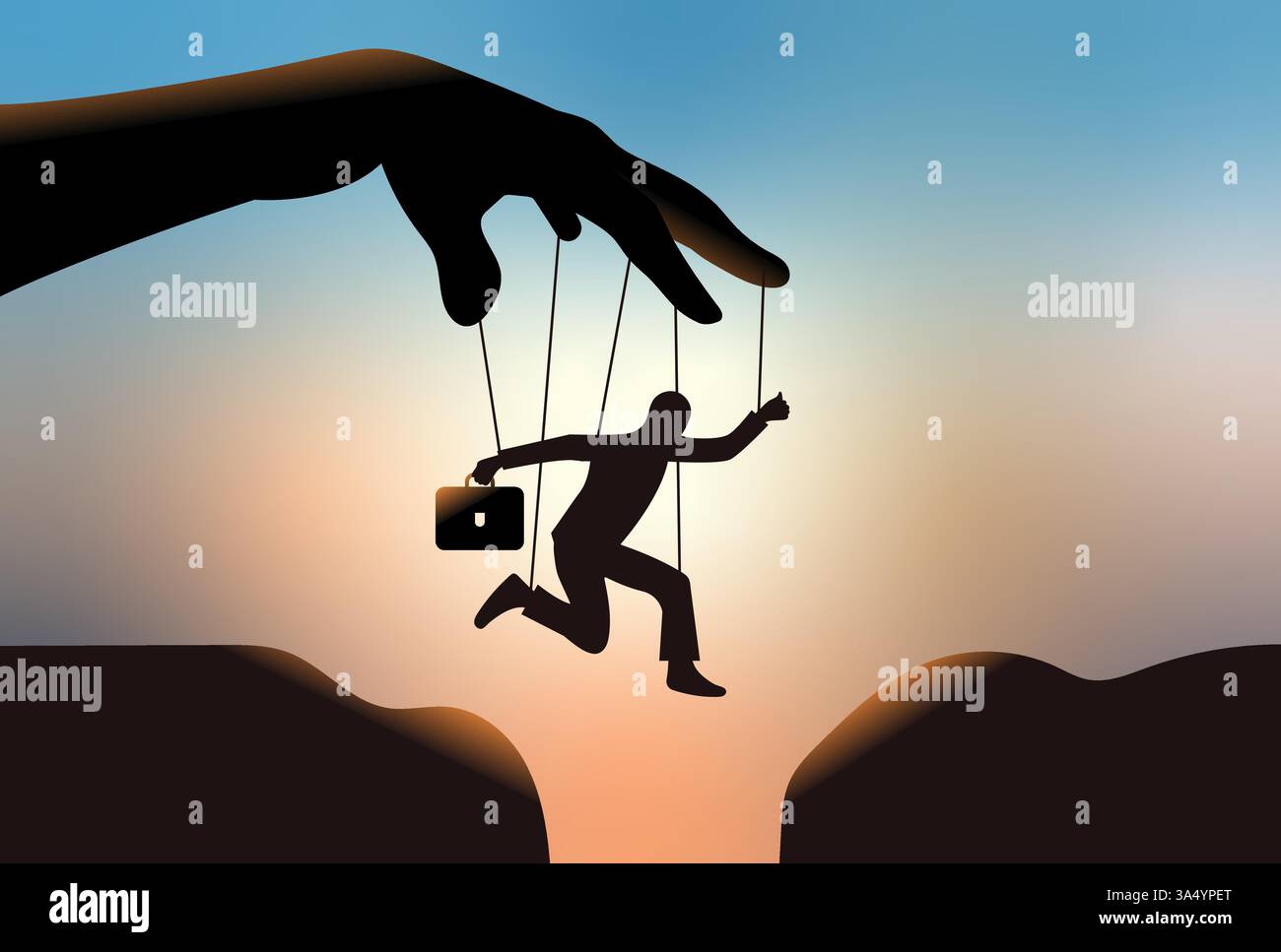 A successful businessman who has become a puppet, symbol of the ...