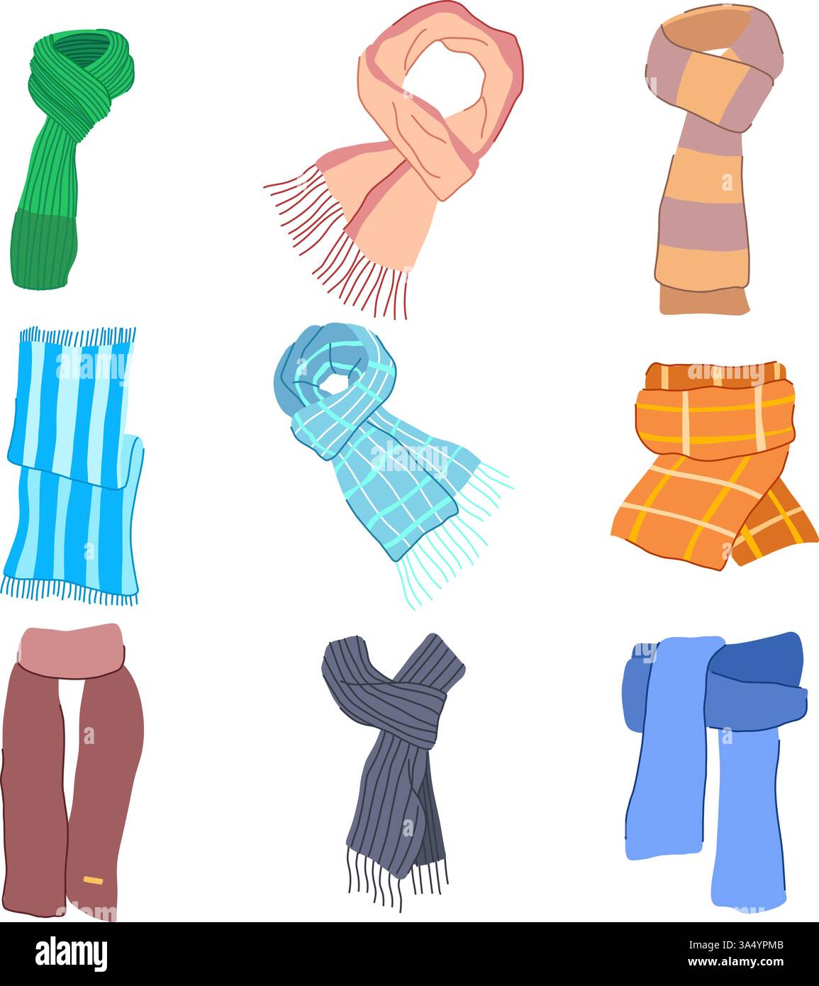 winter scarf man set cartoon vector illustration Stock Vector Image ...