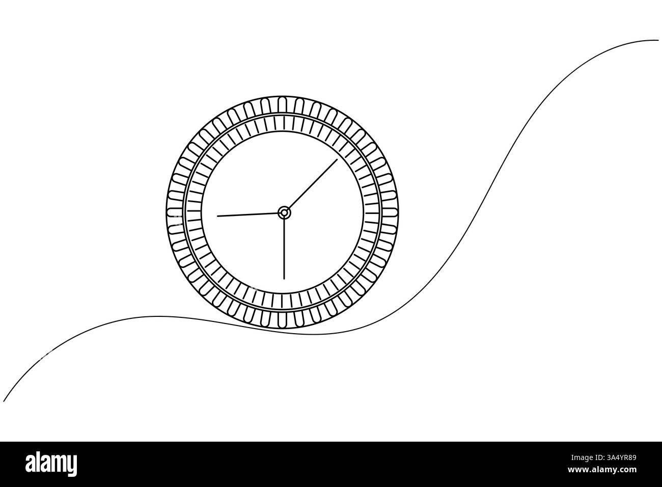 Clock continuous one line drawing and minimalist style isolate outline ...