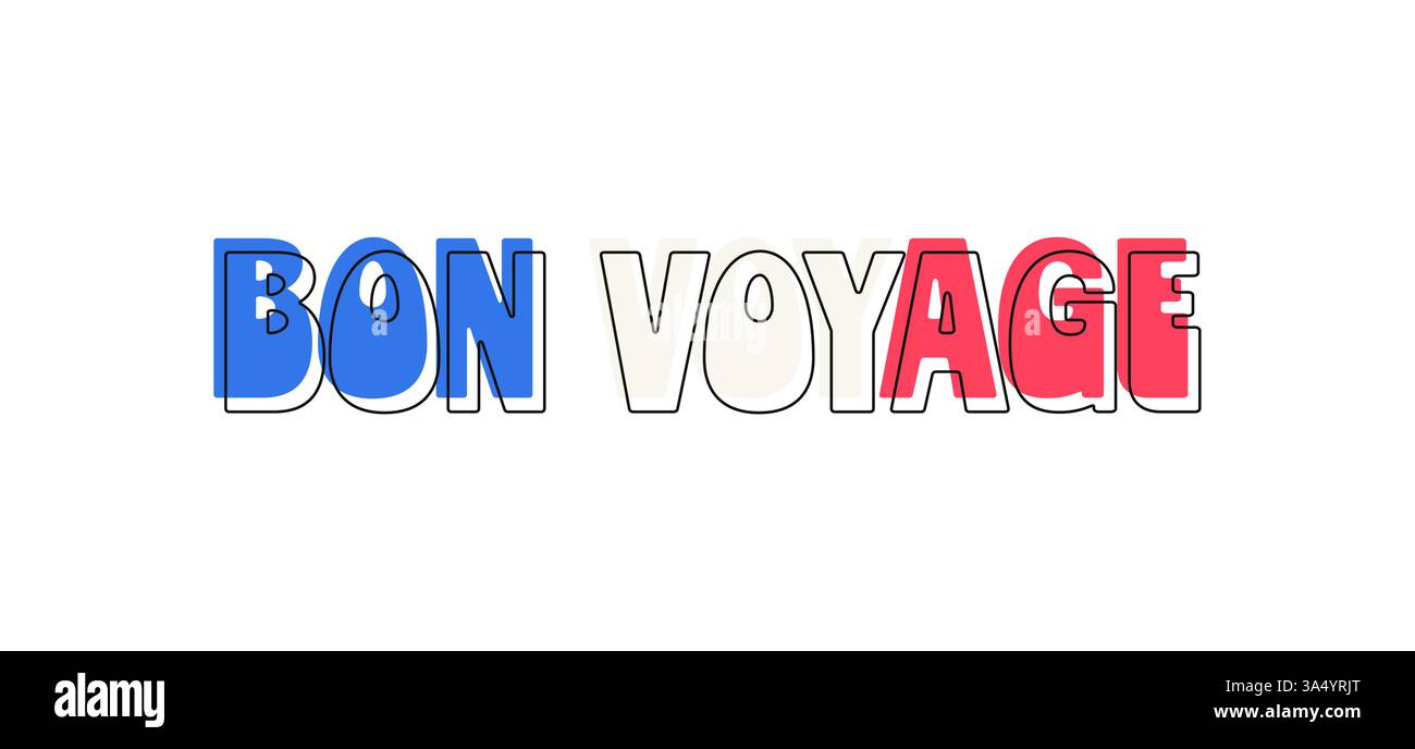 Bon Voyage card. Lettering vector isolated on white background Stock ...