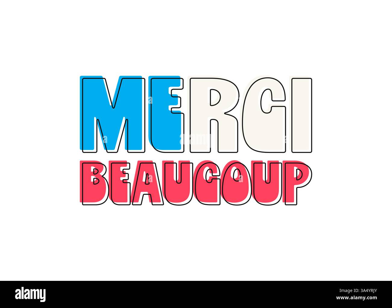 Merci Beaucoup card. Lettering vector isolated on white background ...