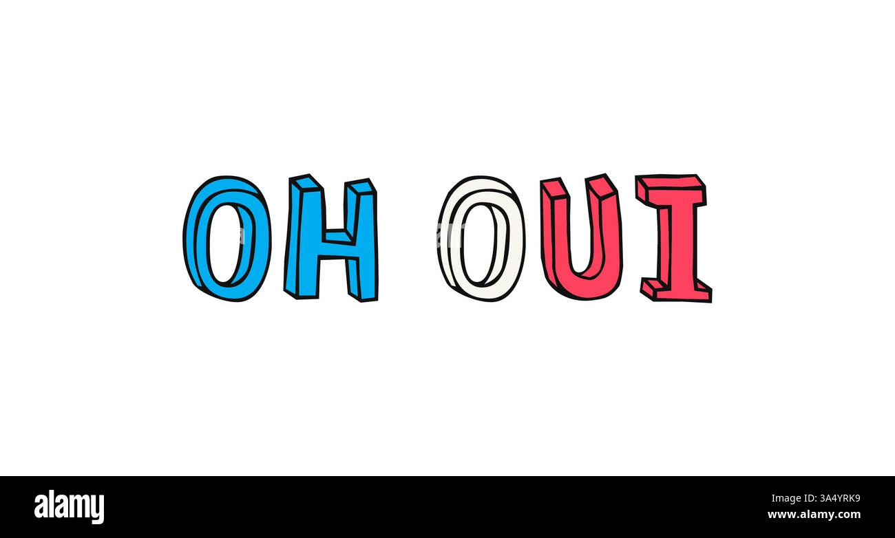 Oh Oui card. Lettering vector isolated on white background Stock Vector ...