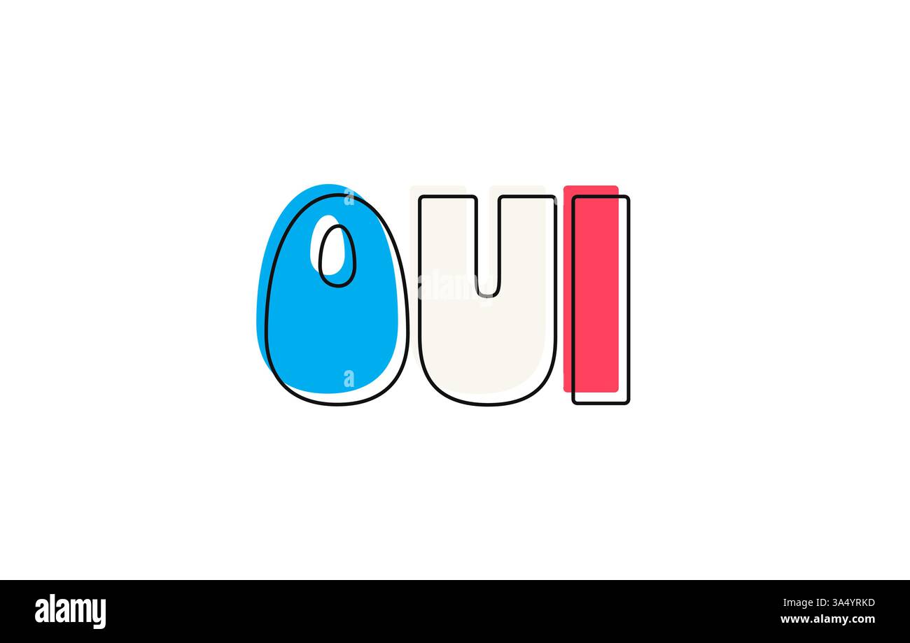 Oui card. Lettering vector isolated on white background Stock Vector ...