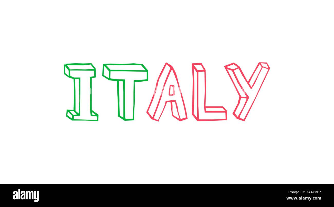 Italy card. Lettering vector isolated on white background Stock Vector ...