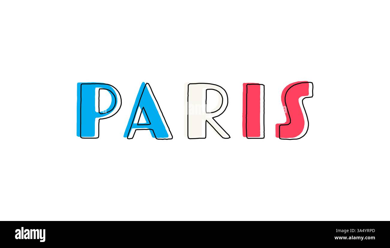 Paris card. Lettering vector isolated on white background Stock Vector ...