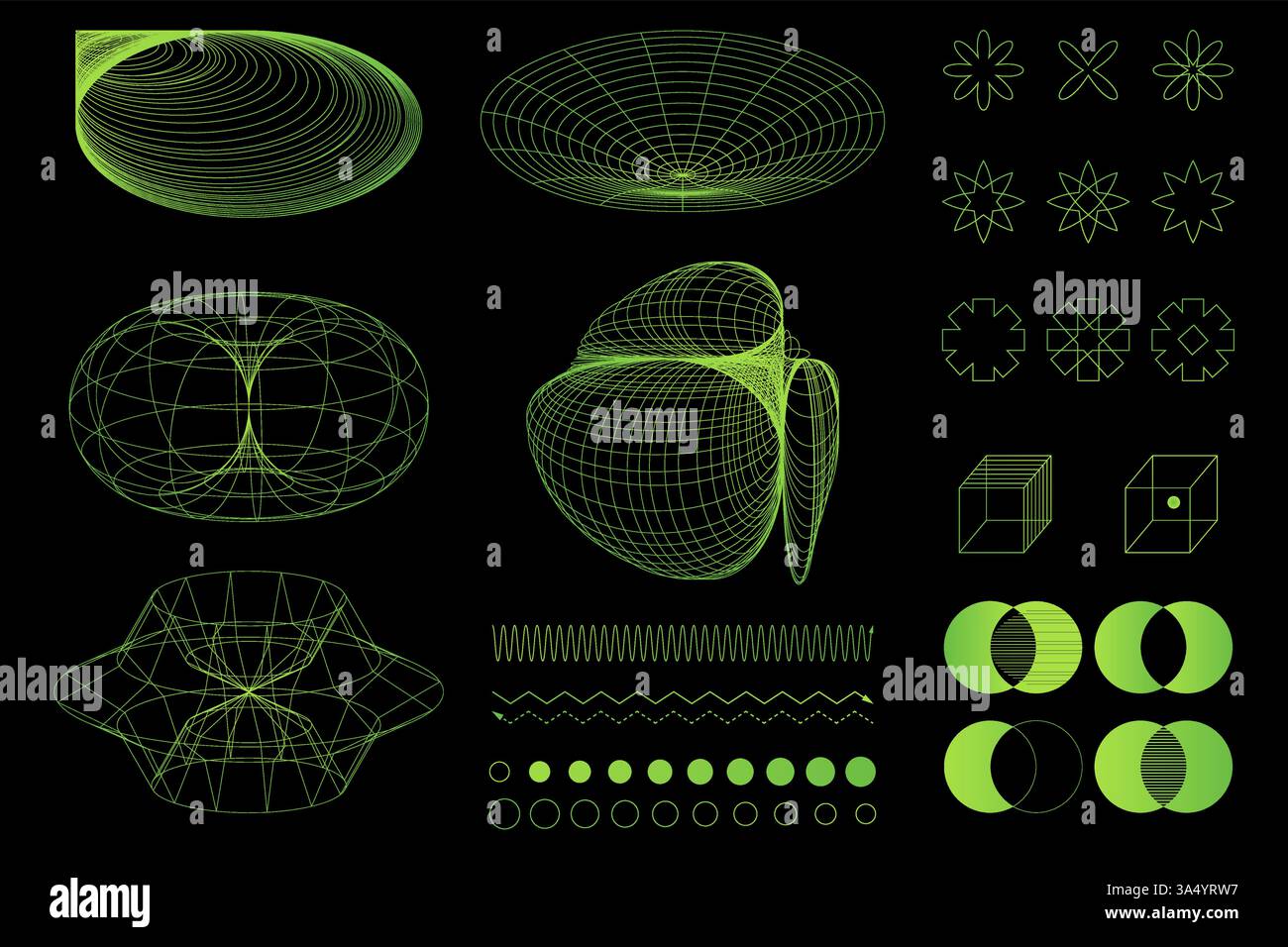 Composition of abstract structures, line art illustrations in shades of ...