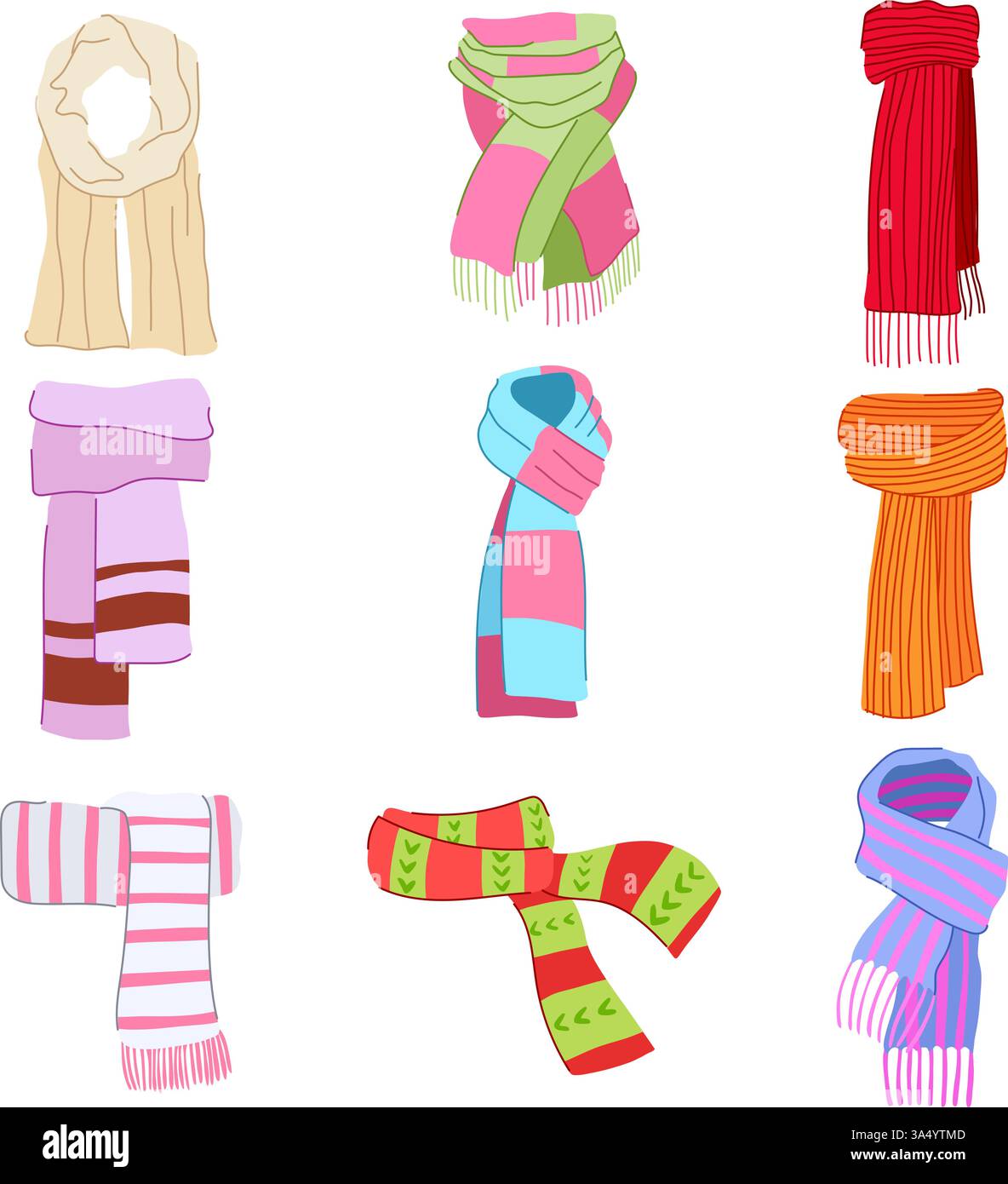 woman scarf set cartoon vector illustration Stock Vector Image & Art ...