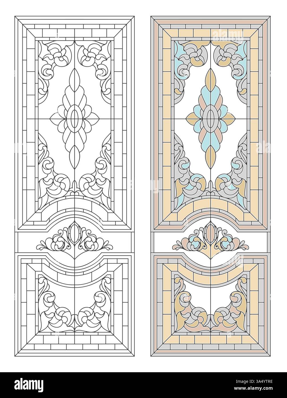 Classic stained glass for a door or window Stock Vector Image & Art - Alamy