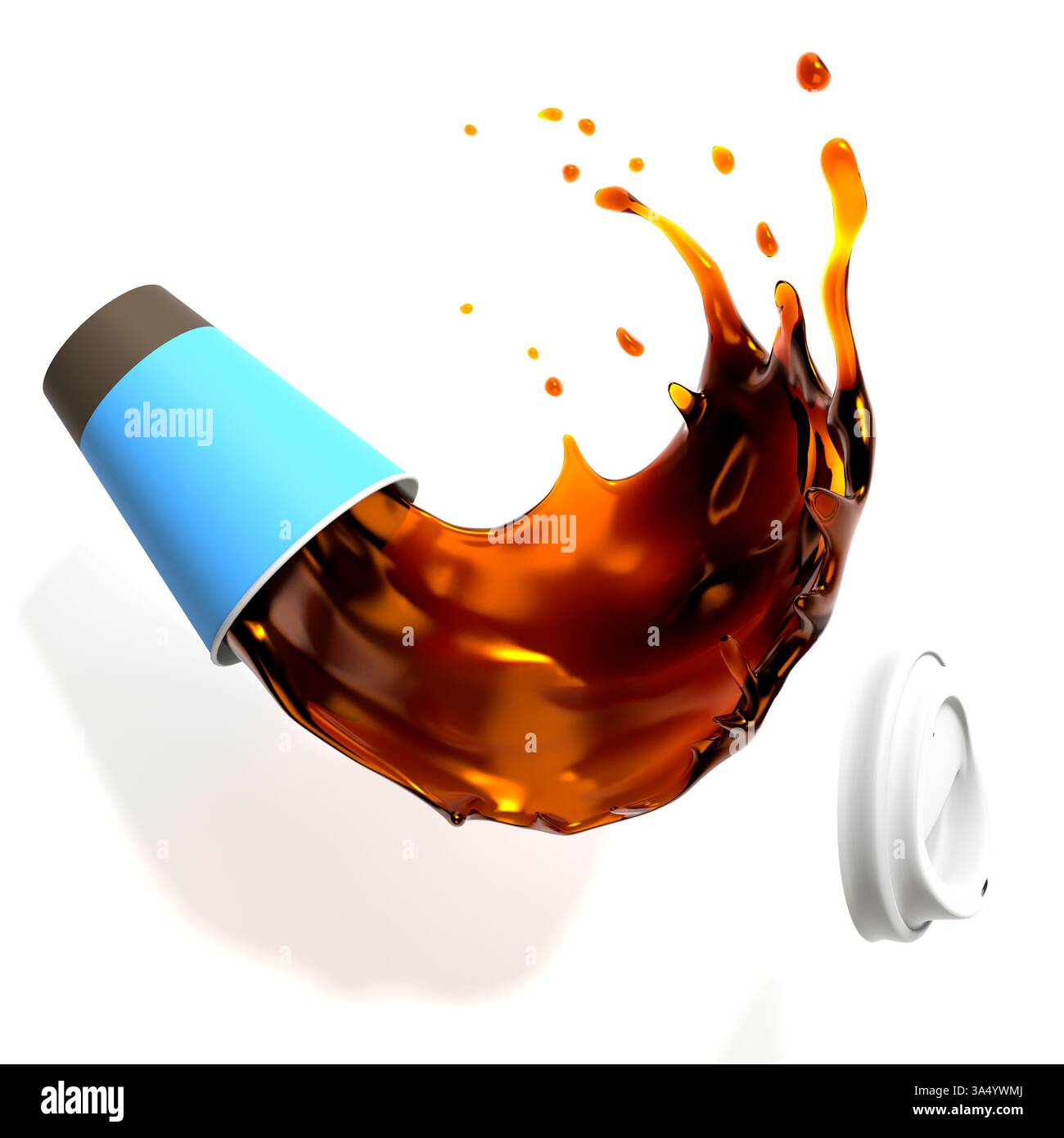 coffee, falling paper cup spilling onto floor, accident, white ...