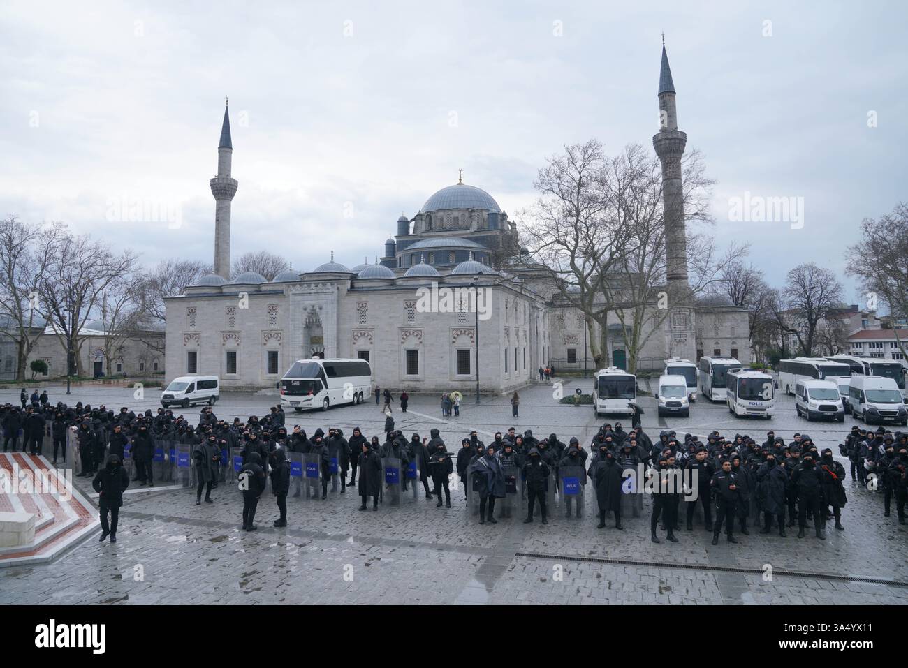 Fatih, Istanbul, Turkey. 20th Mar, 2025. Turkish riot police stand ...