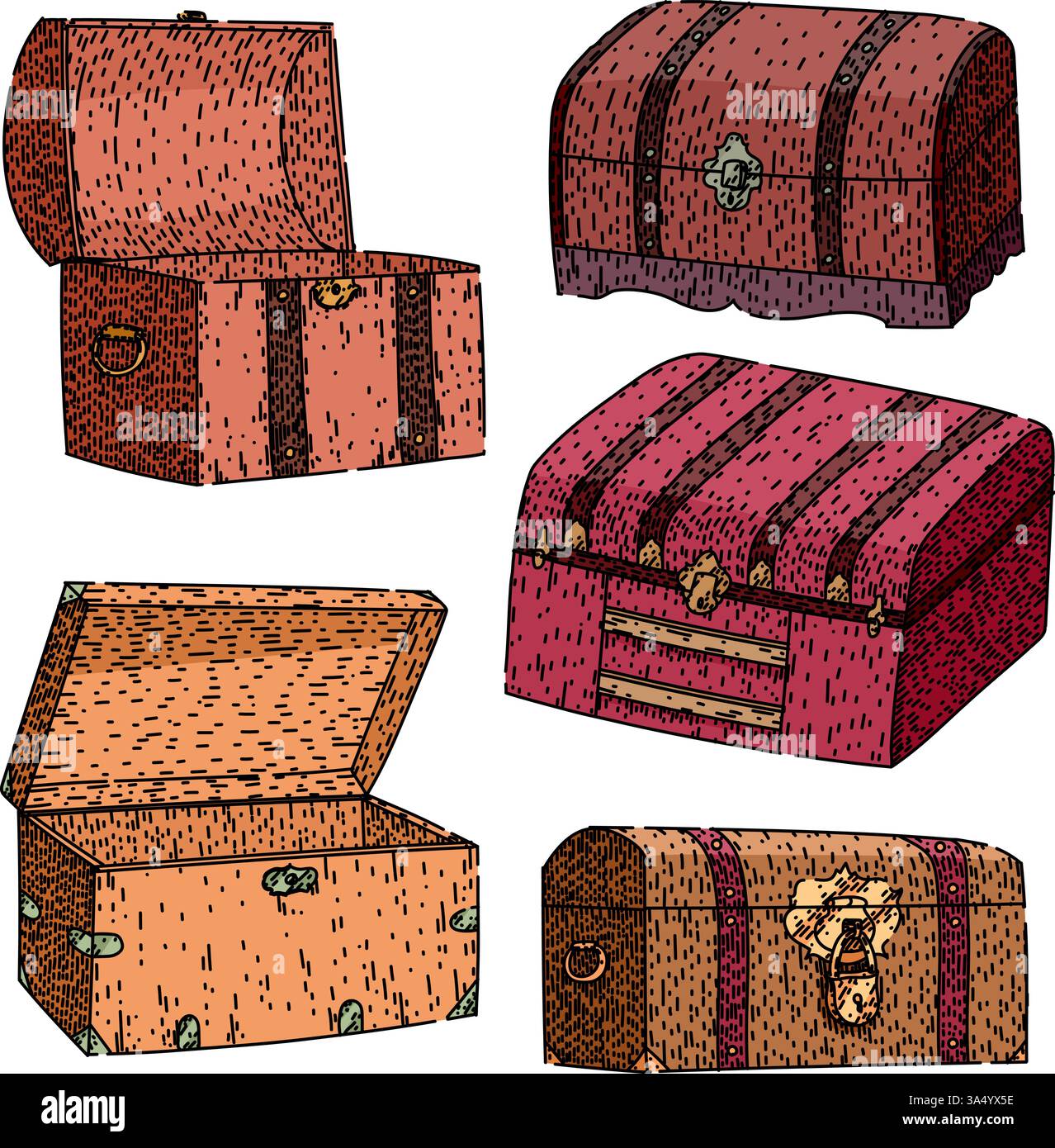 antique chest set sketch hand drawn vector Stock Vector Image & Art - Alamy