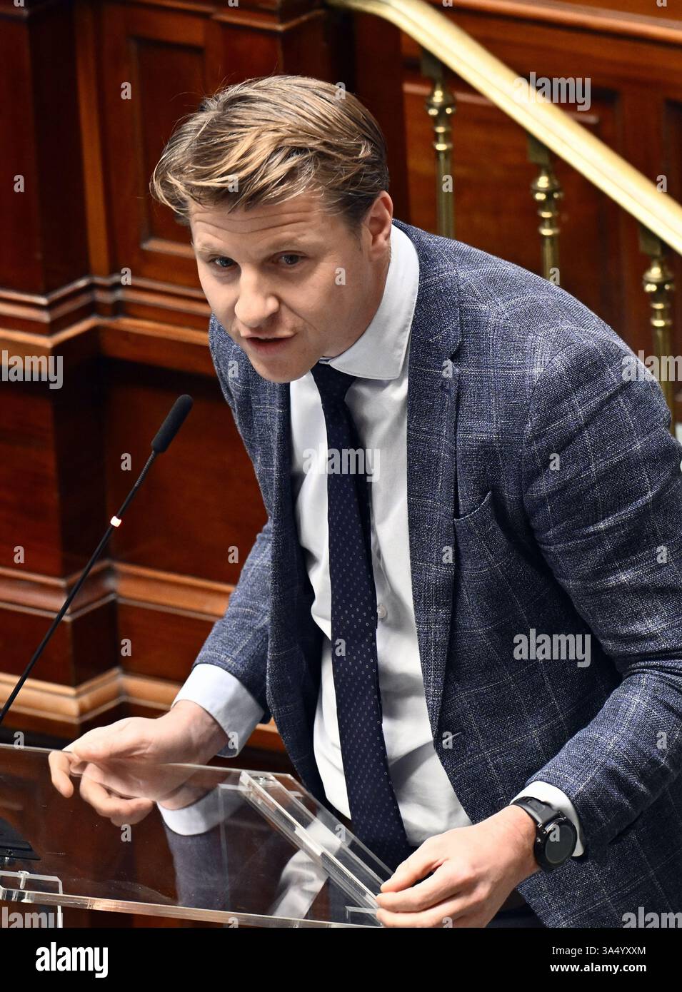 Brussels, Belgium. 20th Mar, 2025. N-VA's Axel Ronse pictured during a ...